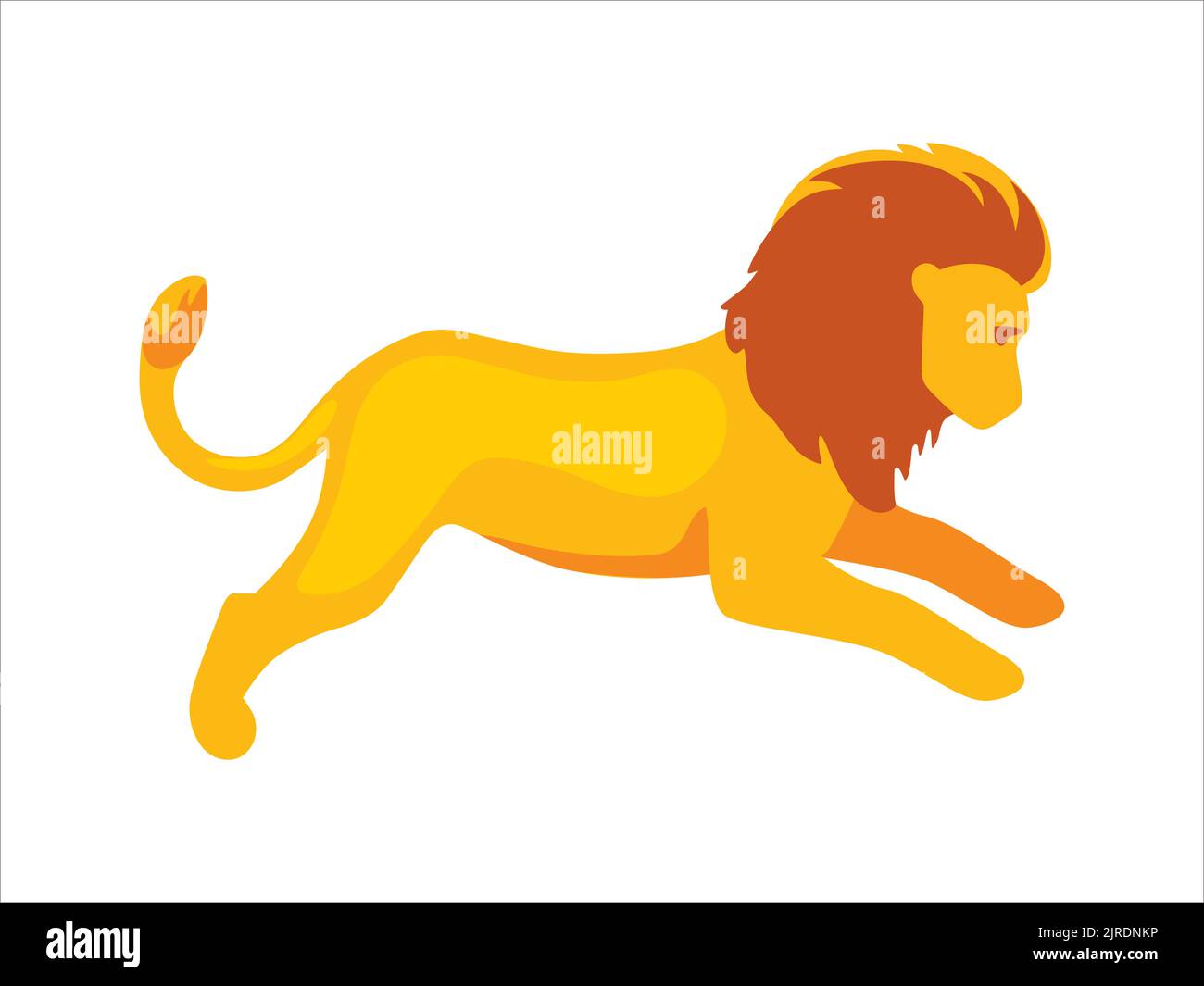 Cute lion in a modern flat style. Lion runs in a jump for logotype ...