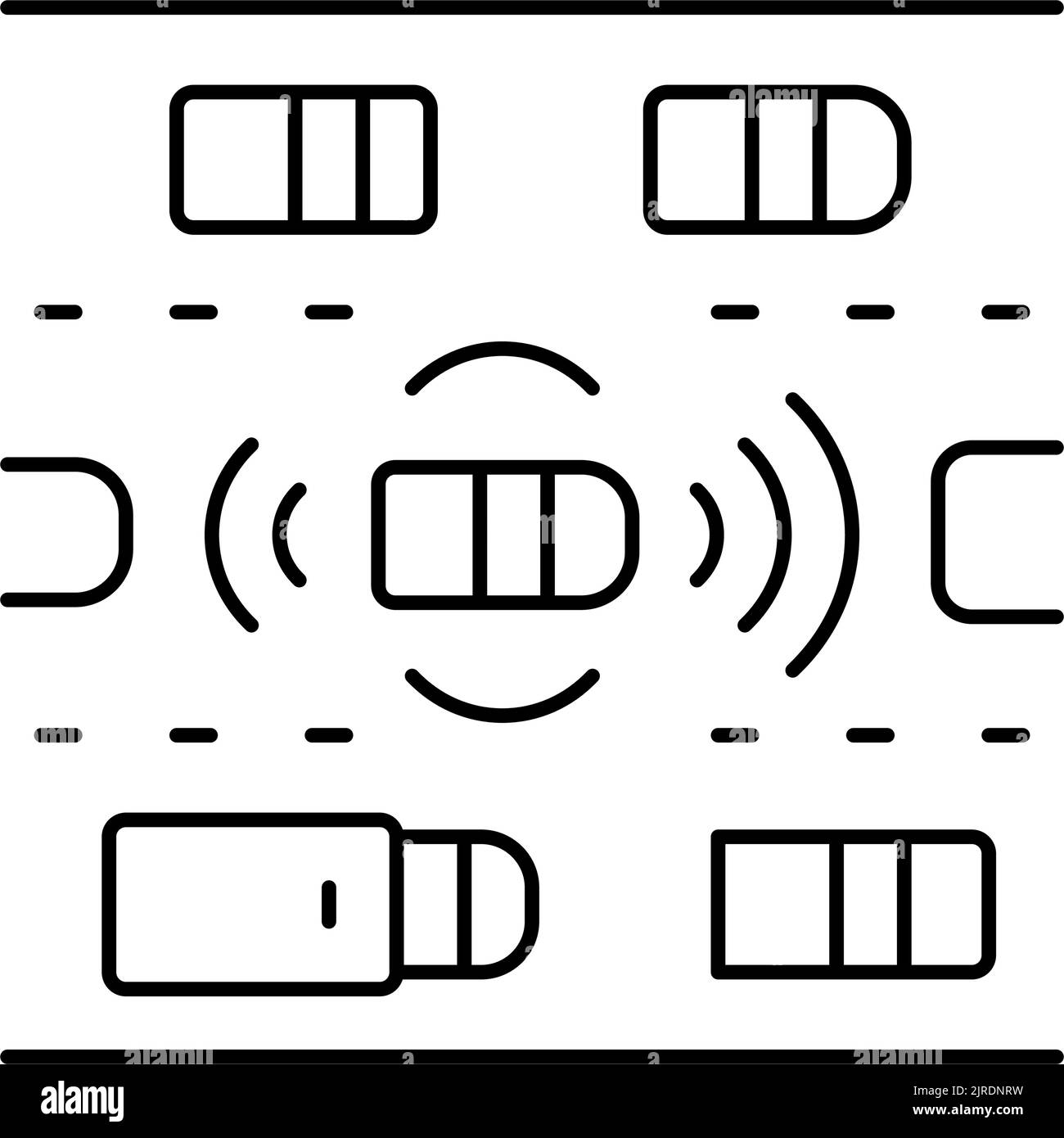 road sensing self vehicle line icon vector illustration Stock Vector ...