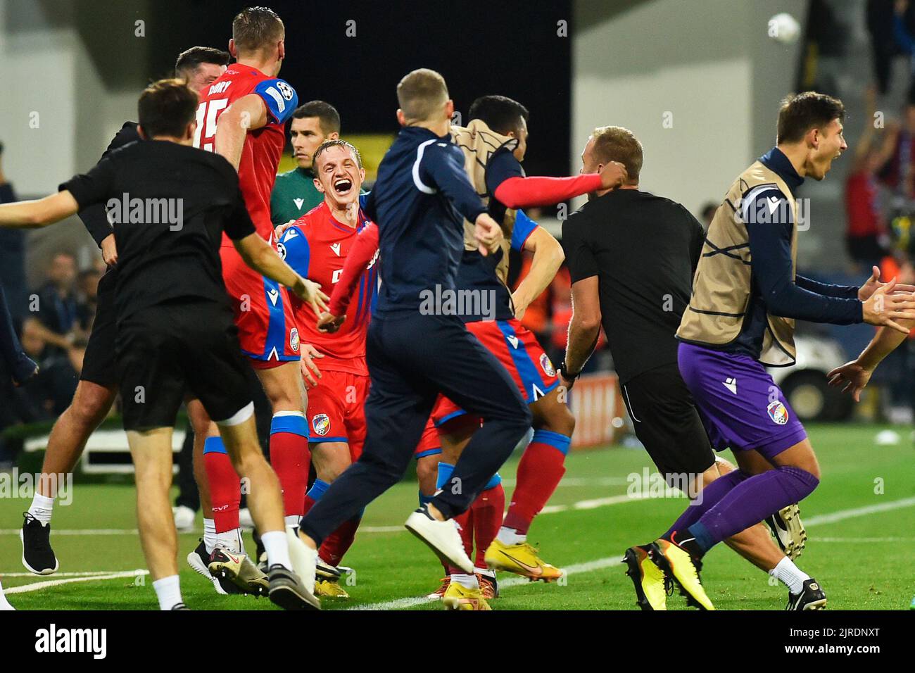 Pilsen, Czech Republic. 23rd Aug, 2022. Soccer players of Viktoria ...