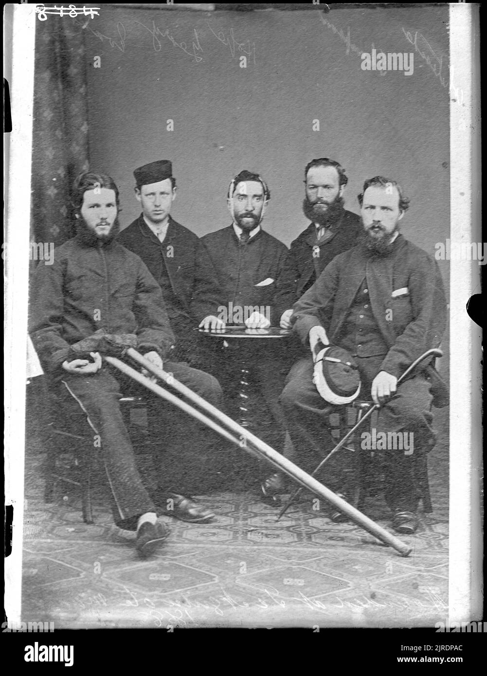 Group wounded at Te Ngutu o te Manu in 1868, circa 1890, maker unknown ...