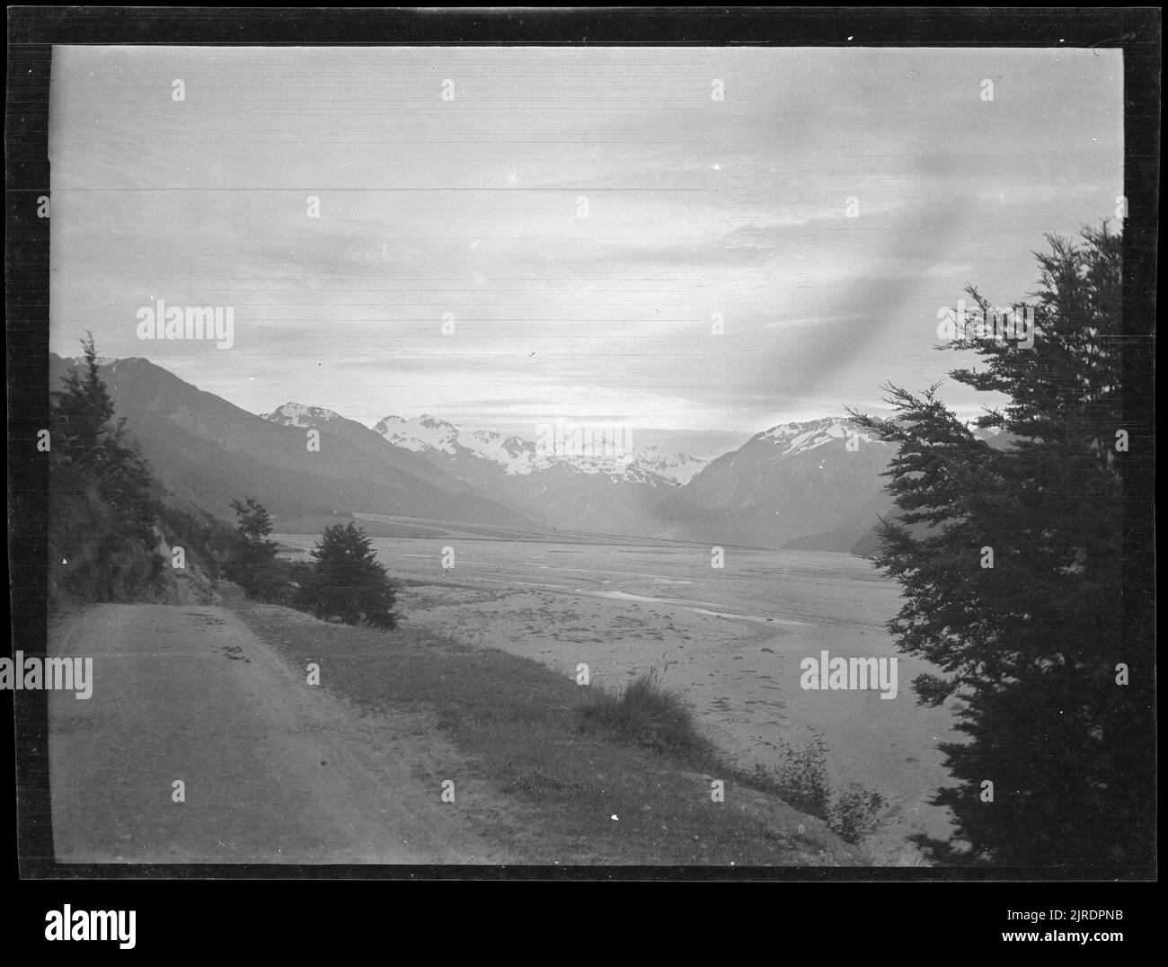Head of Waimakariri river (from Bealey river), 1906, by Fred Brockett ...