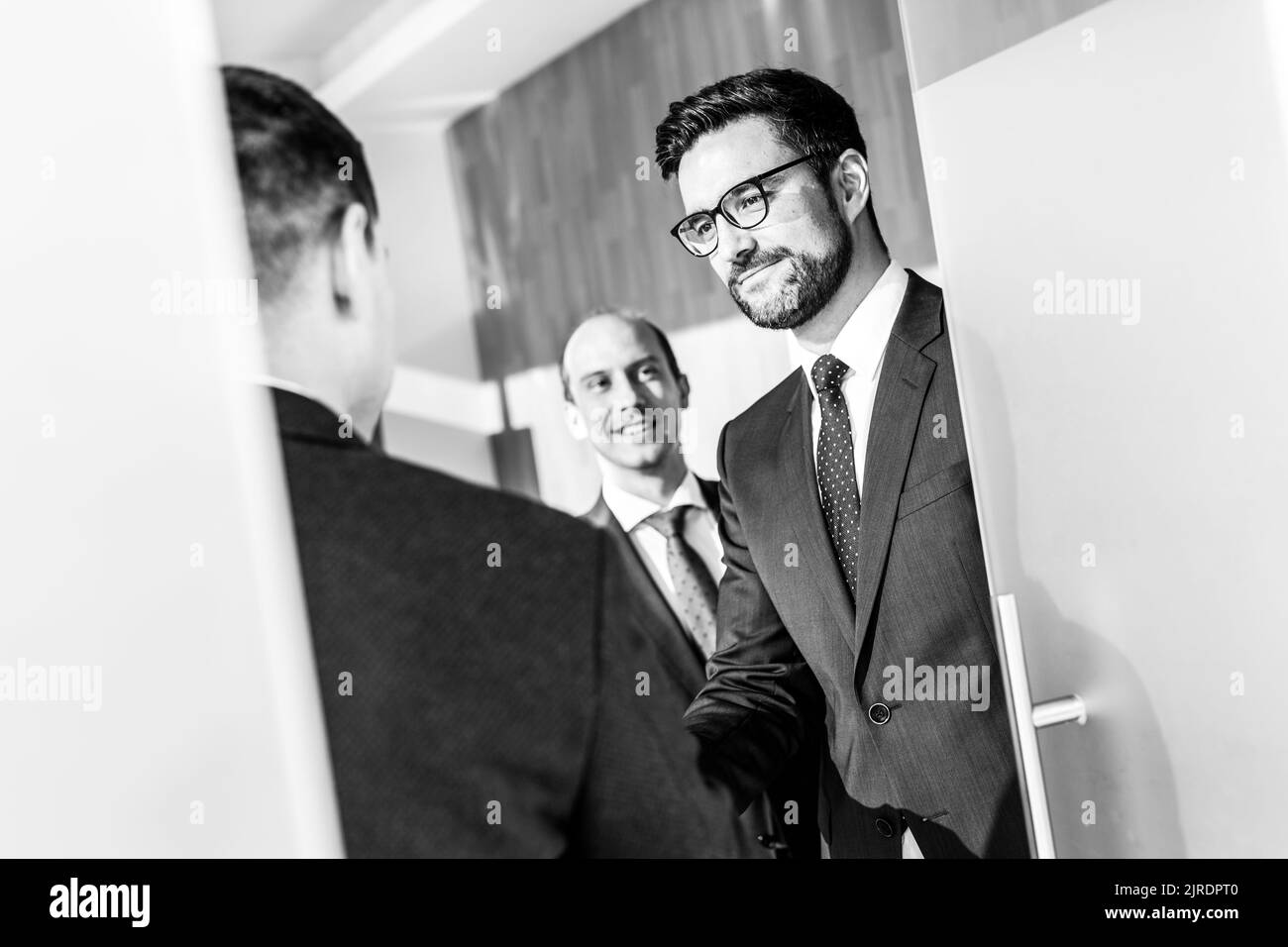 Business meeting in a modern office Black and White Stock Photos ...