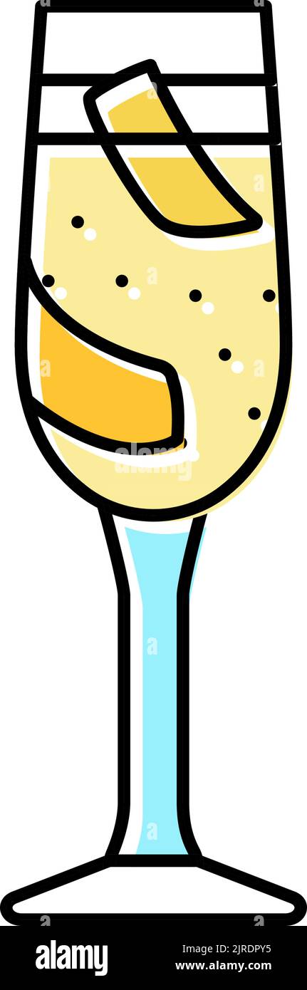 French 75 Cocktail Glass Drink Color Icon Vector Illustration Stock
