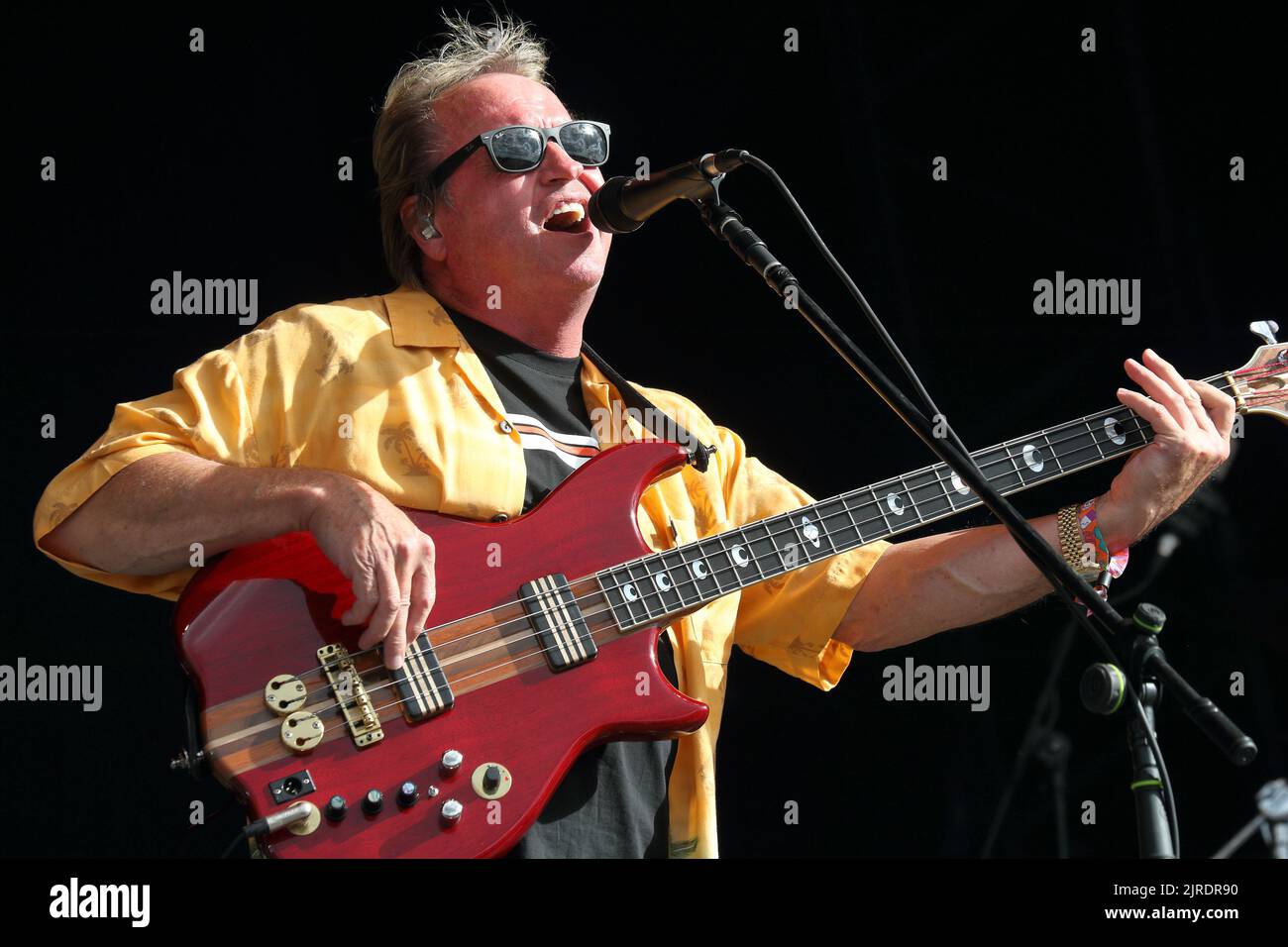 Mark King of Level 42 performing on stage at the 80s music Rewind ...