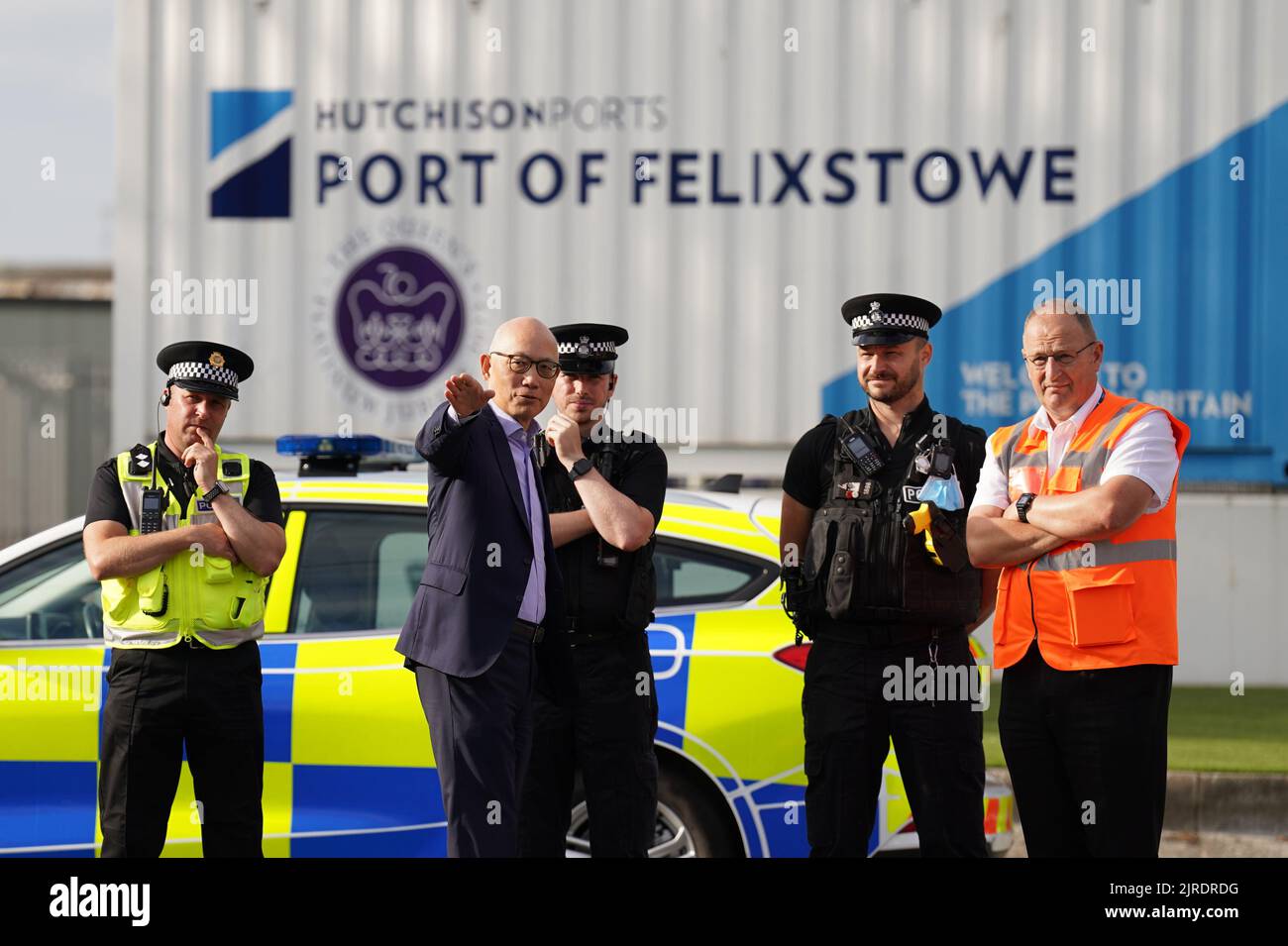 Hutchison Ports Chief Executive Officer Clemence Cheng with police ...