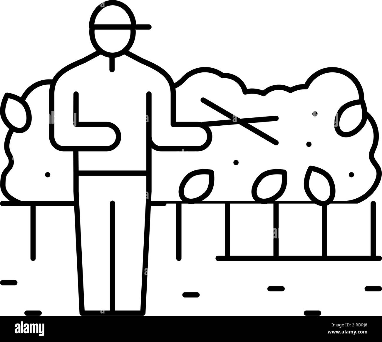 hedg bush shrub trimming line icon vector illustration Stock Vector ...