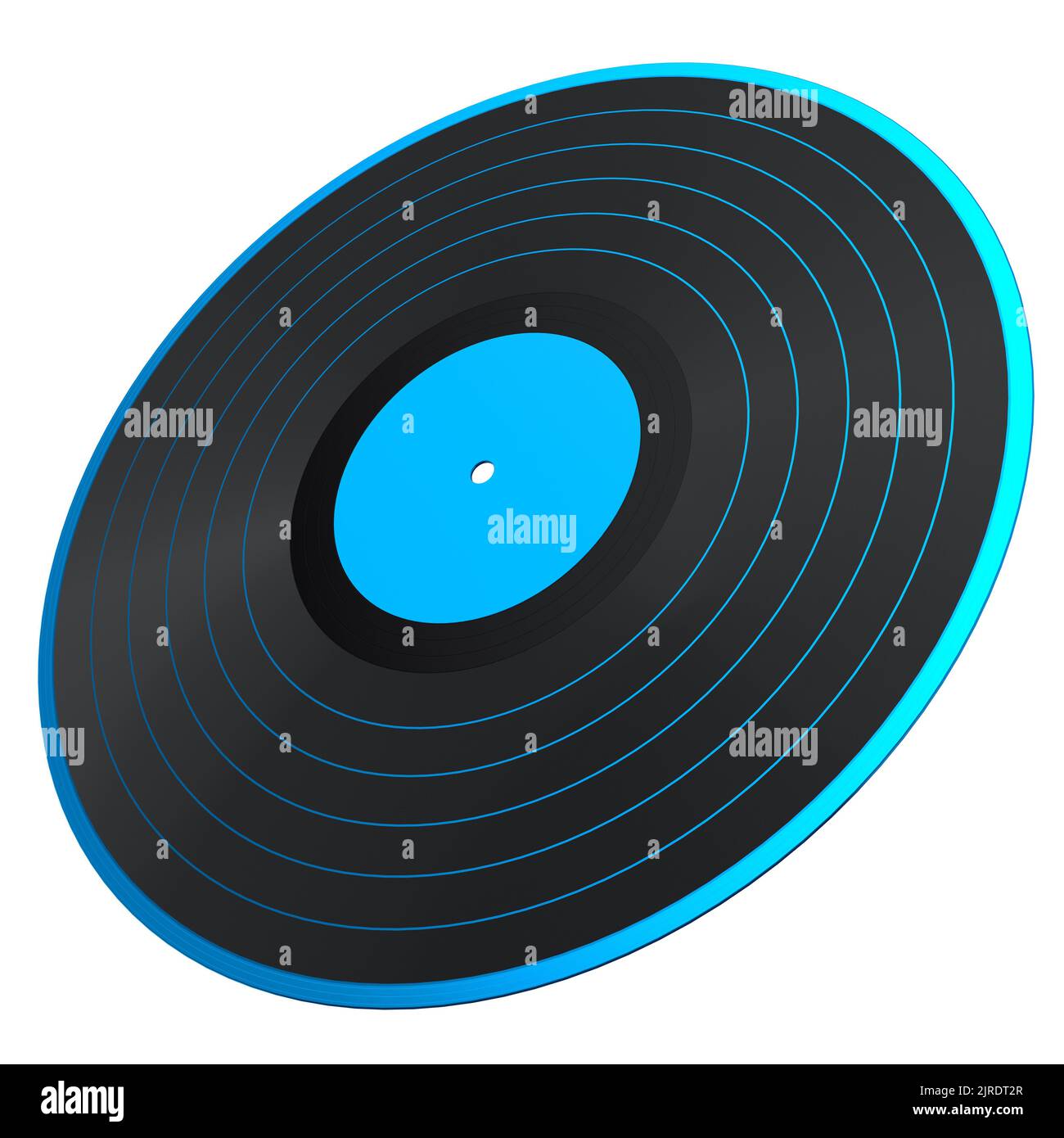 Black vinyl LP record with label isolated on white background. 3d ...