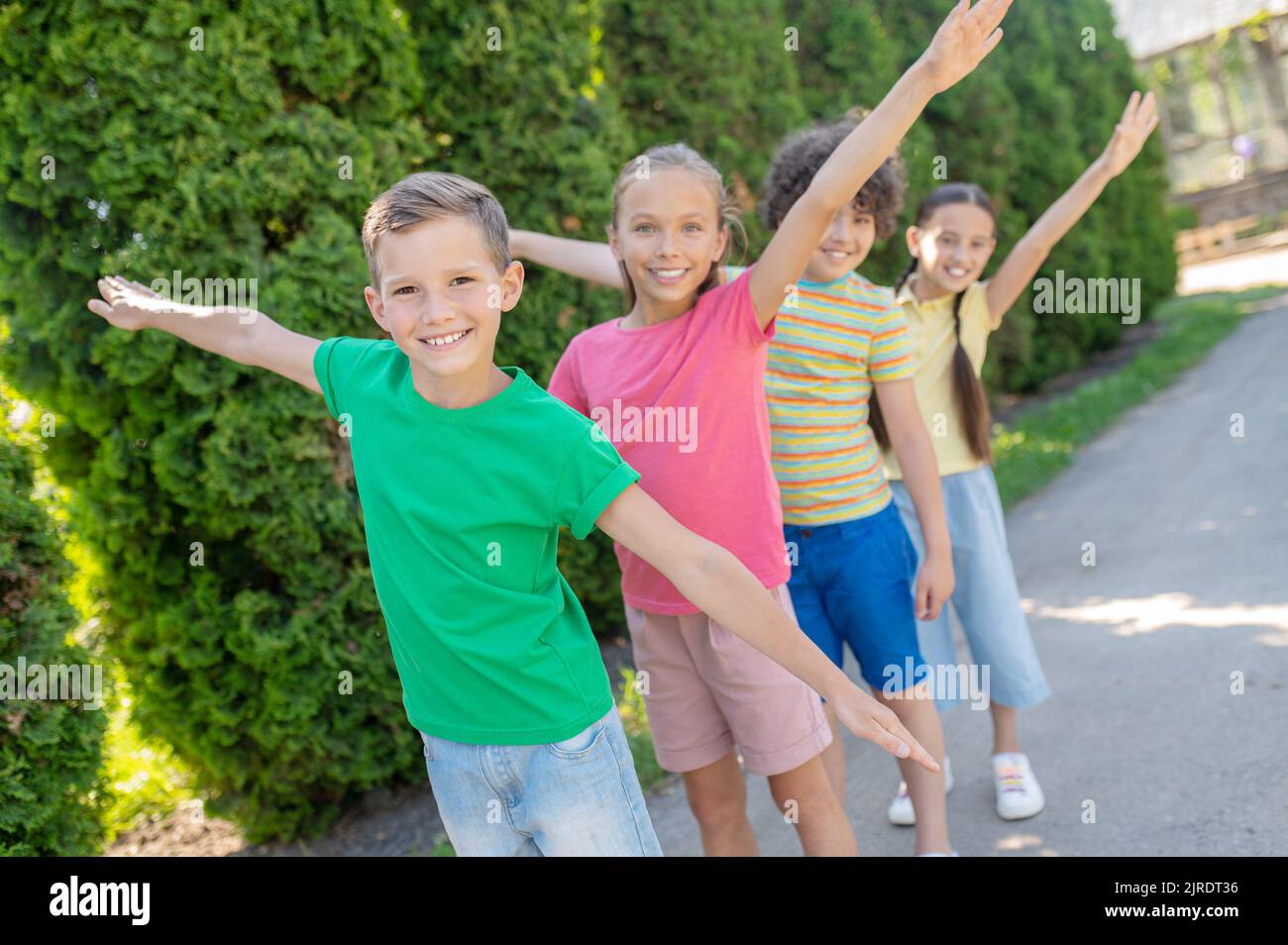 Active happy boys girls hi-res stock photography and images - Alamy