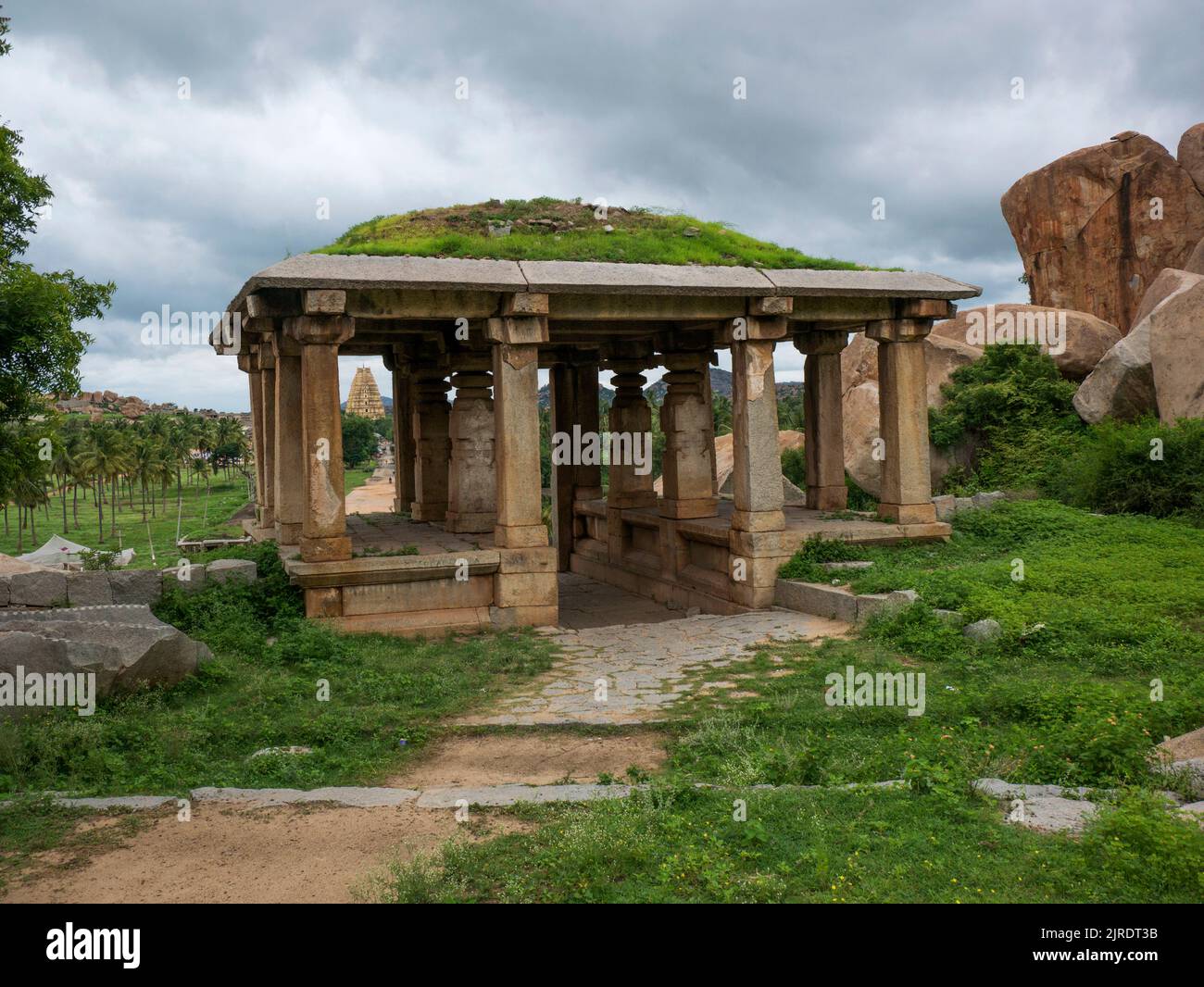 Ancient Pavillion and Virupaksha temple at Hampi state karnataka India ...