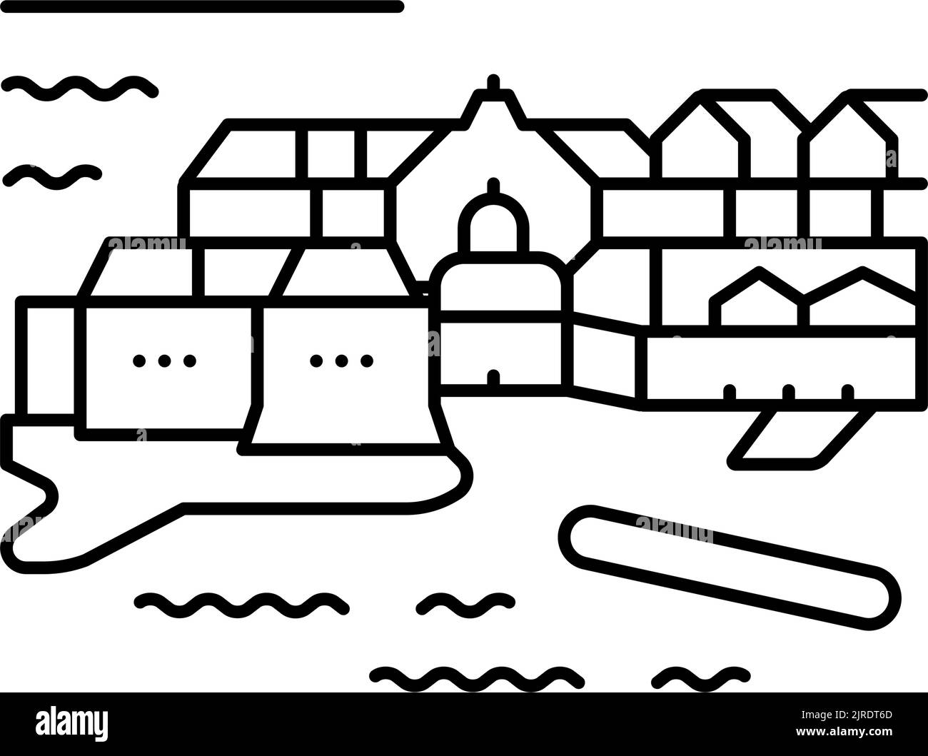 dubrovnik old town line icon vector illustration Stock Vector Image ...