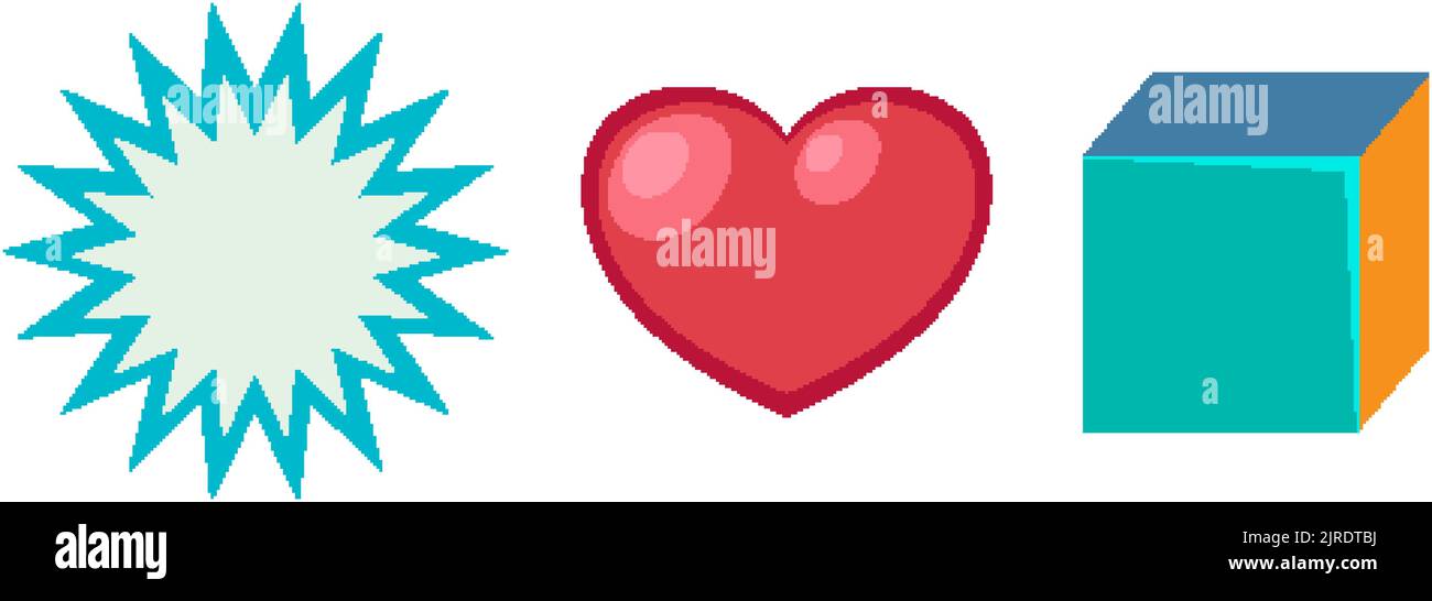 Spiky bubble and red heart and cube illustration Stock Vector Image ...