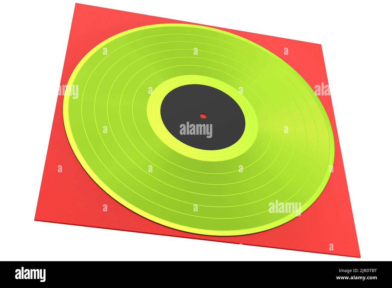 Black vinyl LP record with cover isolated on white background. 3d ...