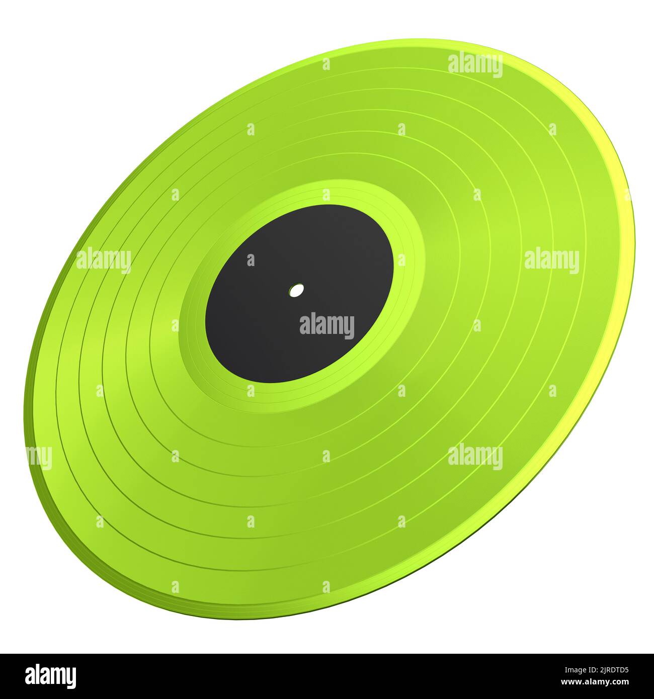 Black vinyl LP record with label isolated on white background. 3d ...