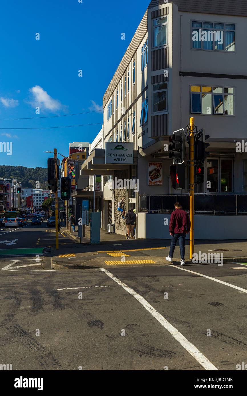Wellington, New Zealand - December 14, 2021: View of the intersection ...