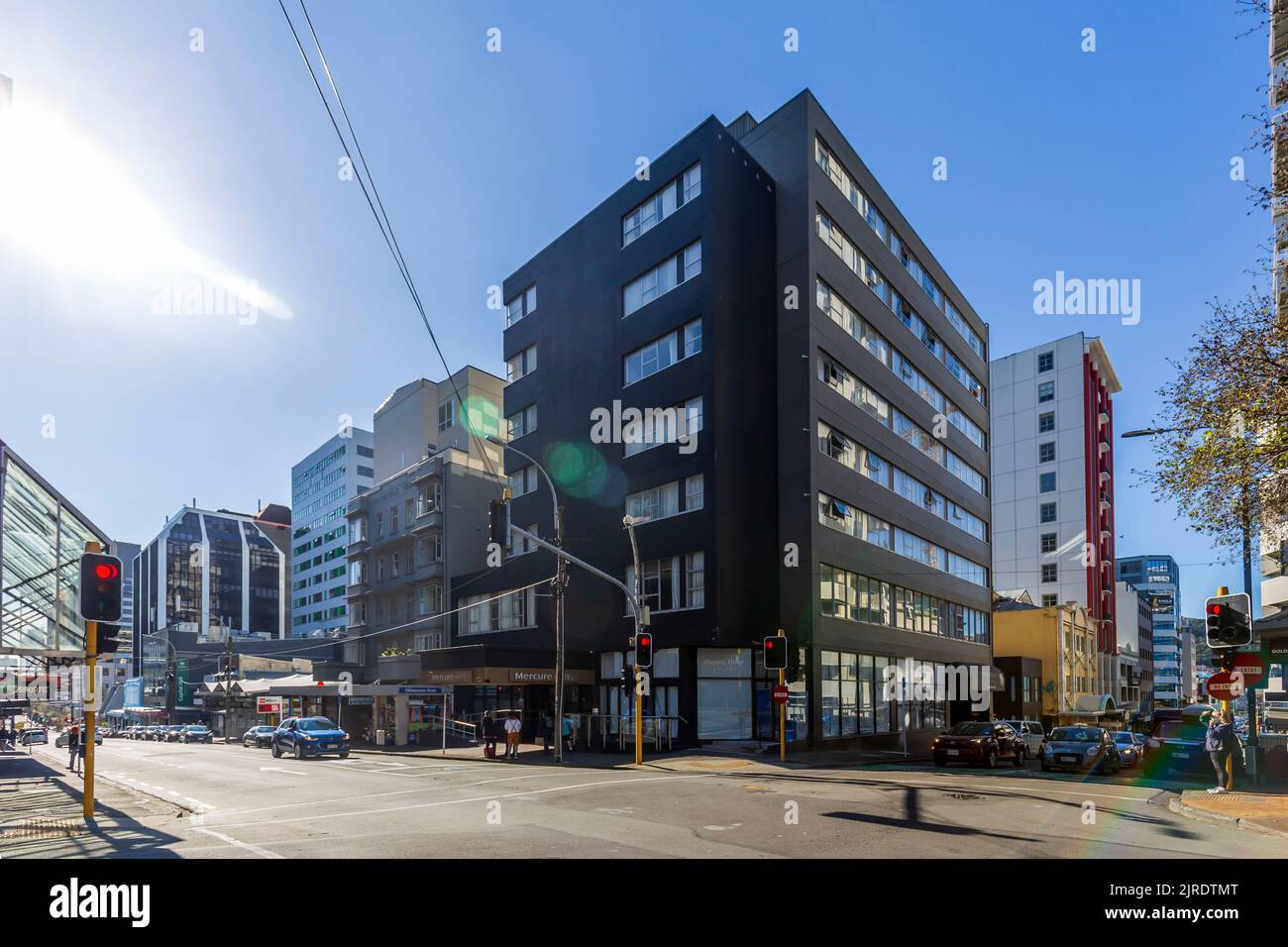 Wellington, New Zealand - December 14, 2021: View of the intersection ...