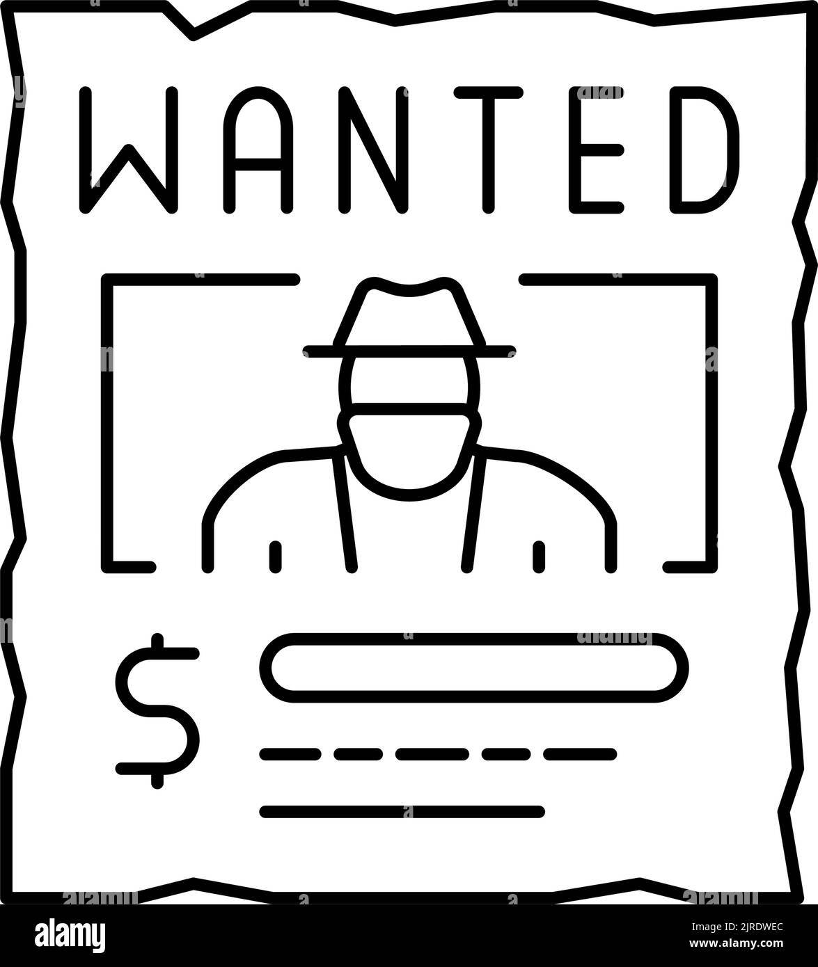 wanted poster line icon vector illustration Stock Vector Image & Art ...