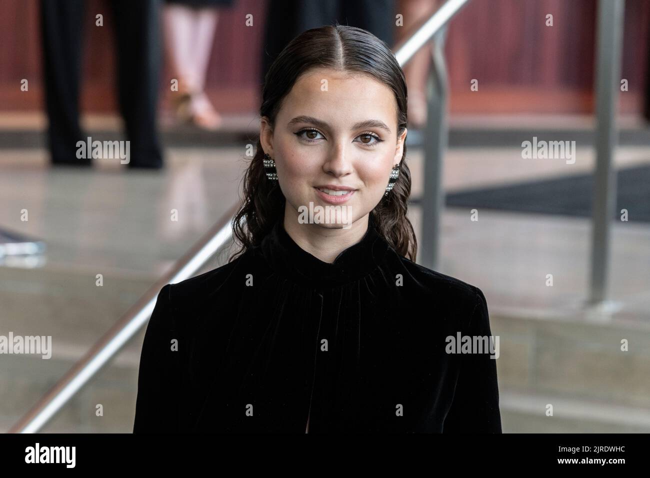 New York, NY - August 23, 2022: Fina Strazza wearing dress by Yves ...