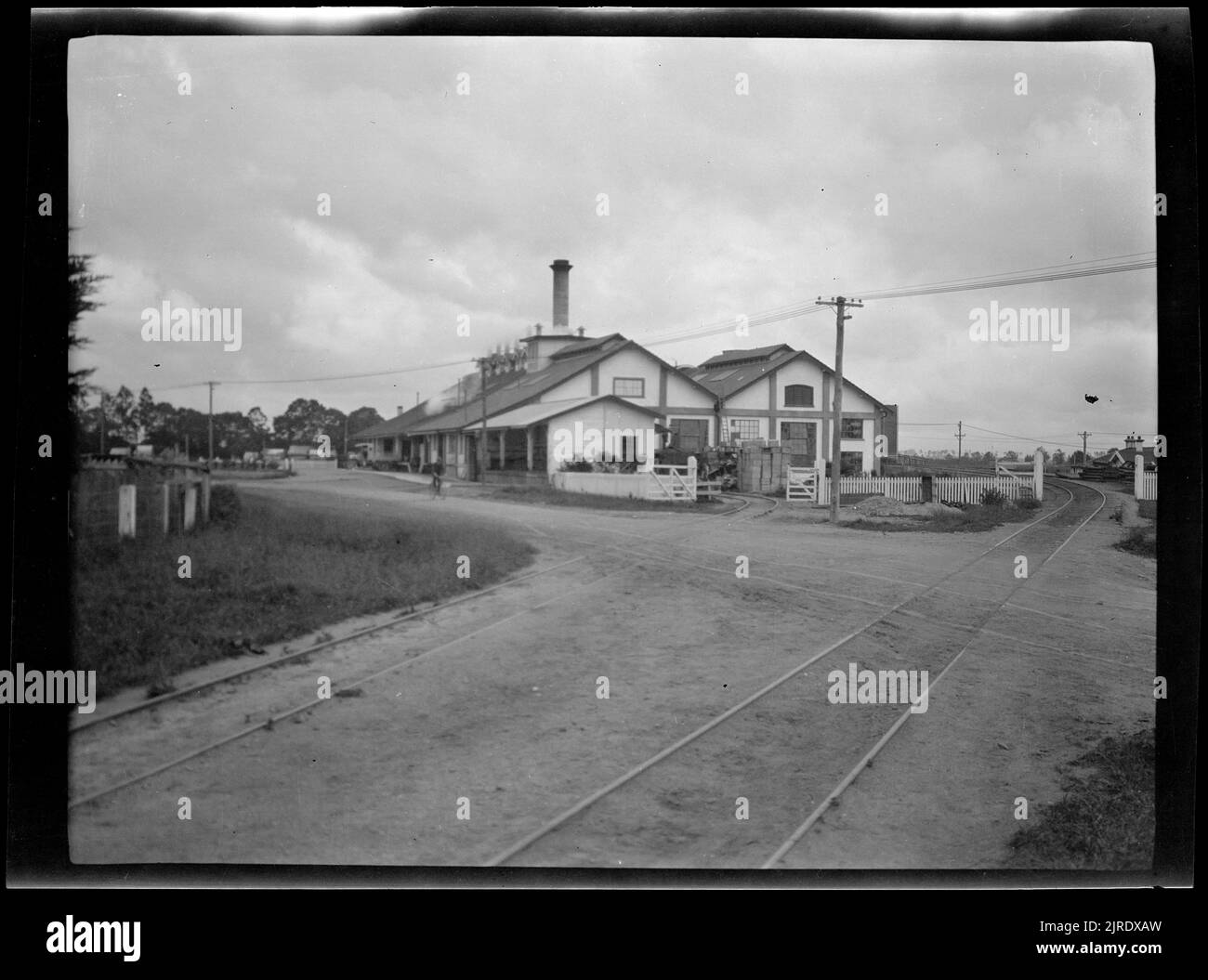 Building and railway lines, 1922-1923, North Island, maker unknown ...