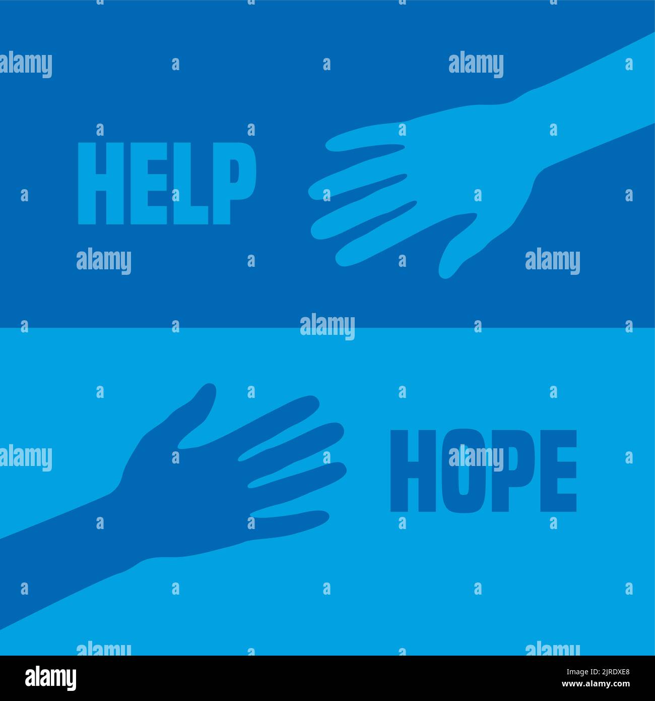 help and hope concept with human hands on blue background Stock Vector ...
