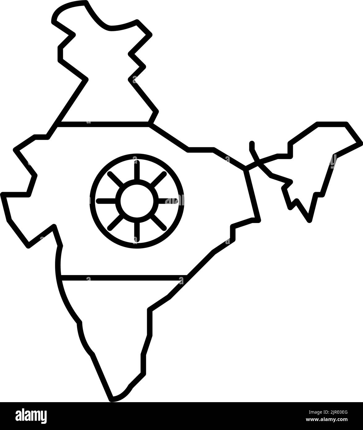 india country map flag line icon vector illustration Stock Vector Image ...