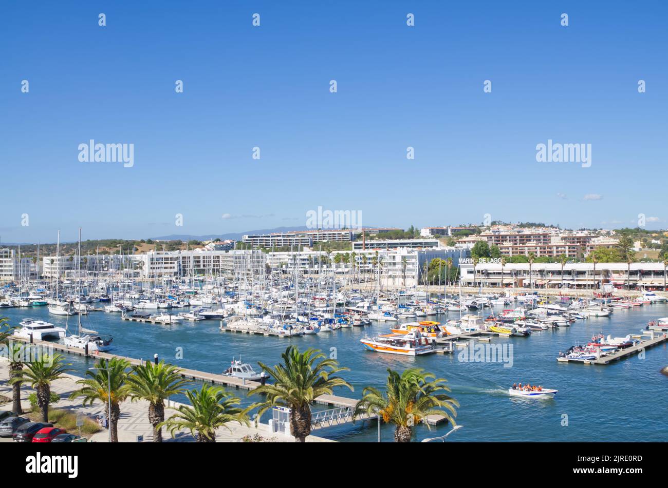 Aerial View of Boats on Marina Port in Lagos, Portugal in Peak Summer ...