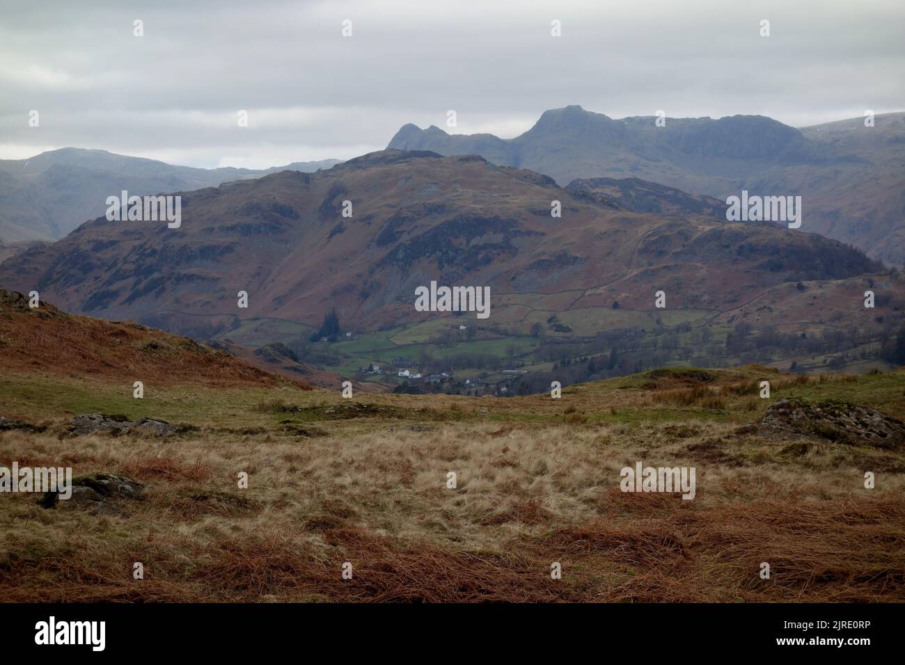 The Wainwright 'Lingmoor Fell' and the Langdales from near 'Black Crag ...