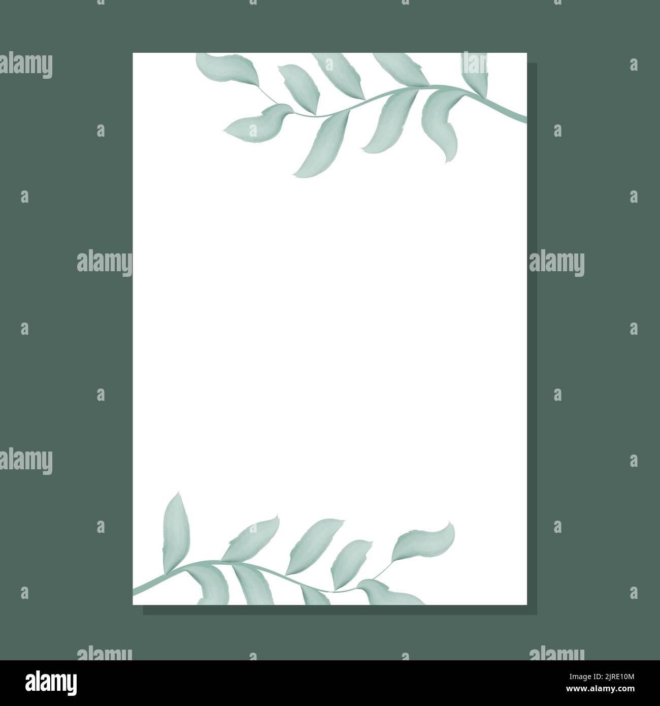 Rectangular rustic frame with watercolor greenery vector illustration ...