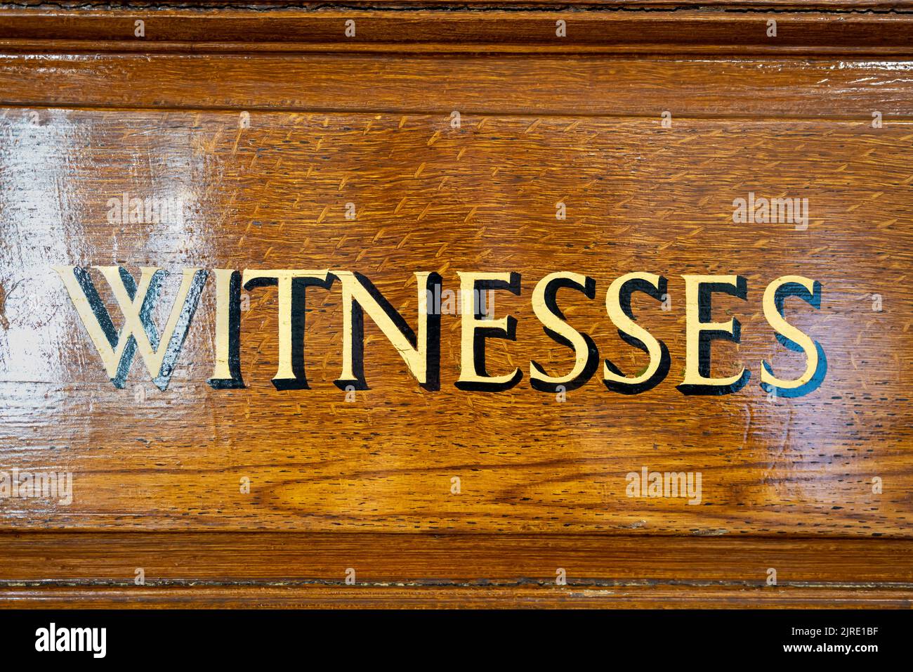 An antique painted door sign of wording in capital letters, showing ...