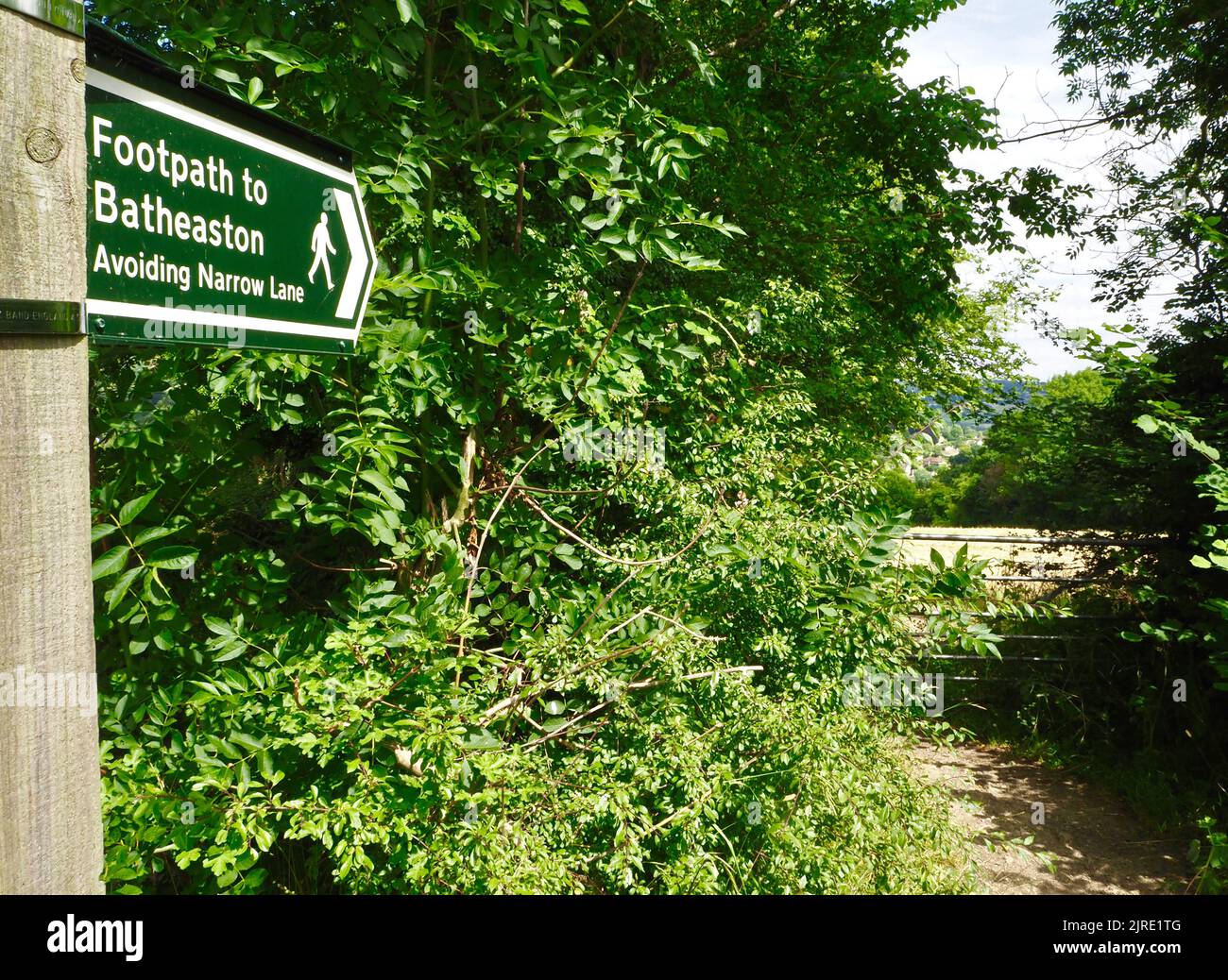 Public footpath sign near Batheaston and Solsbury Hill, Somerset Stock ...