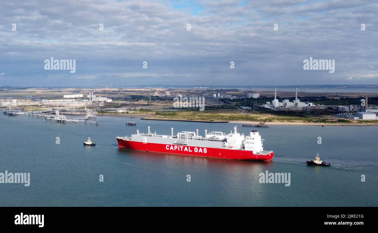 The LNG (liquefied natural gas) ship, ATTALOS, arriving at the Isle of ...