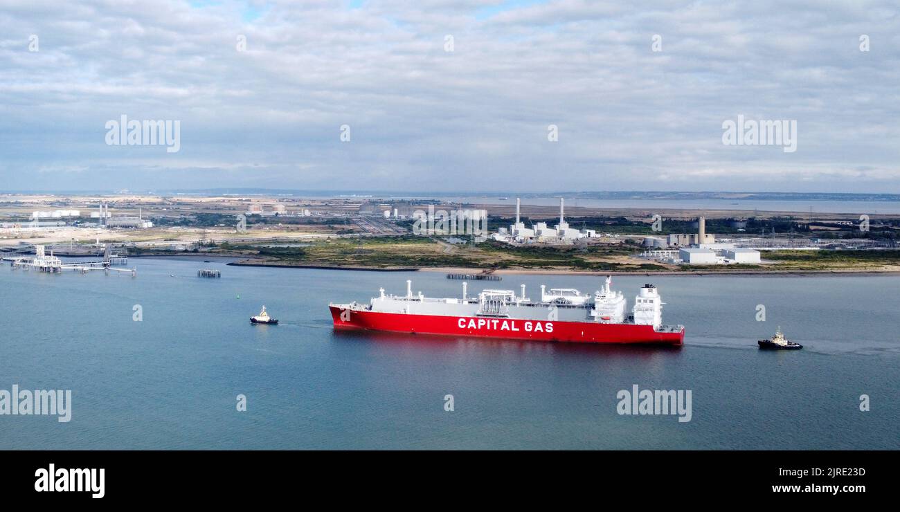 The LNG (liquefied natural gas) ship, ATTALOS, arriving at the Isle of ...