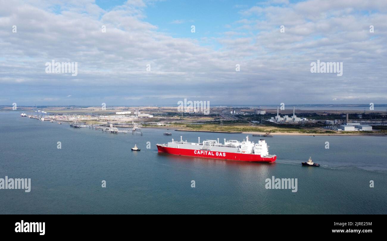 The LNG (liquefied natural gas) ship, ATTALOS, arriving at the Isle of ...