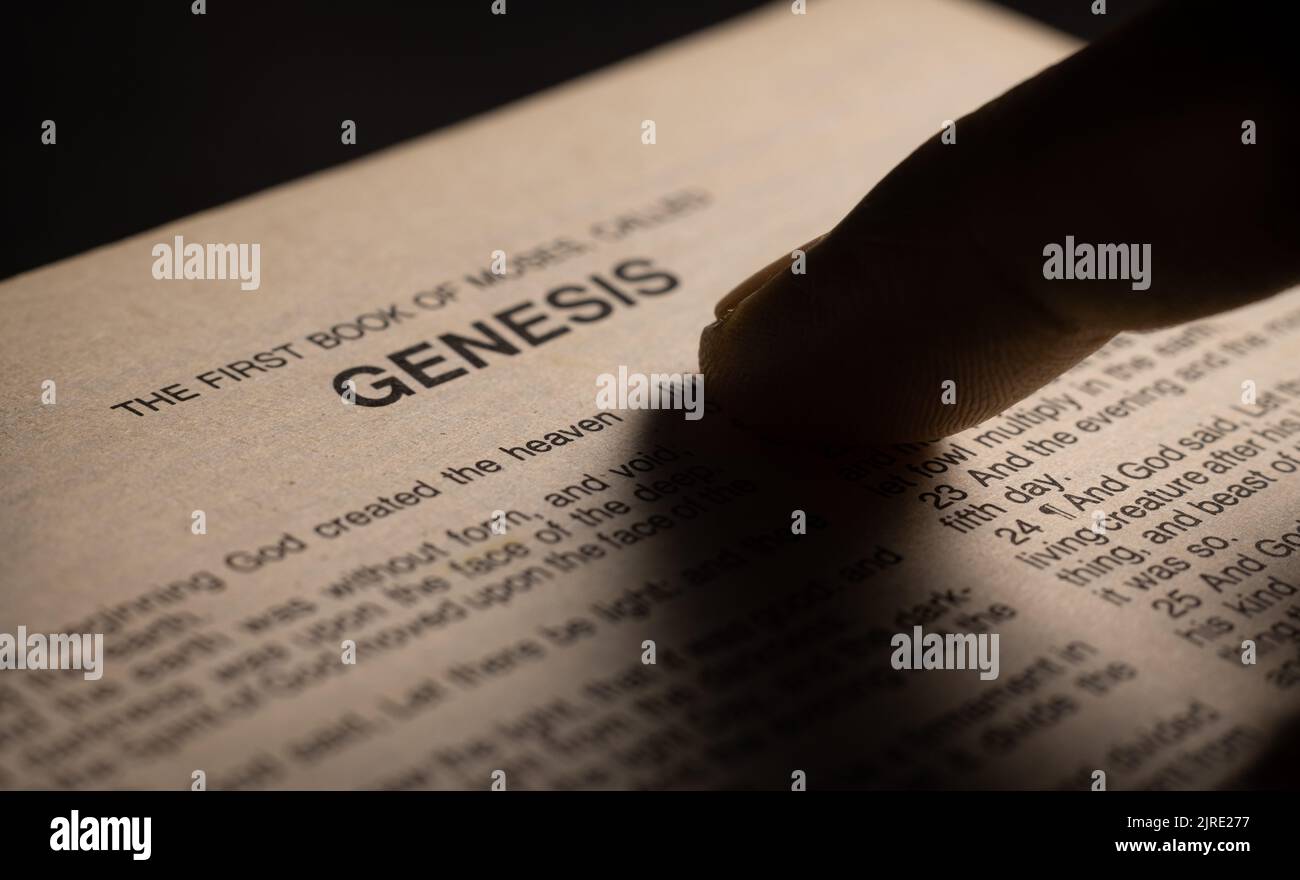 Close up page reading of the holy bible page Stock Photo - Alamy