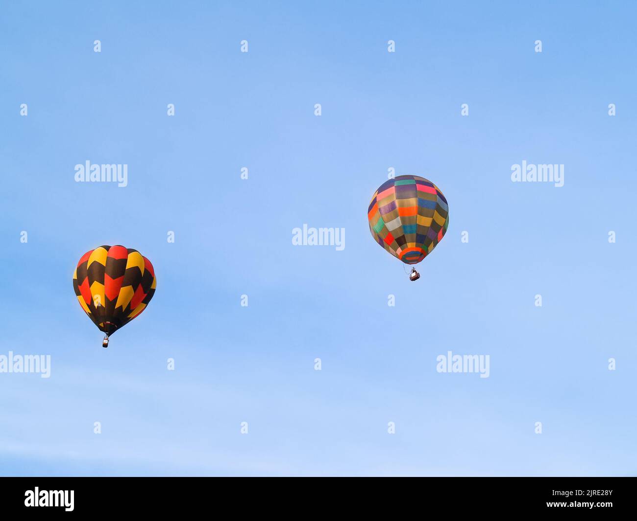 Hamilton New Zealand - April 12 2008; Highly coloured hot air balloons ...