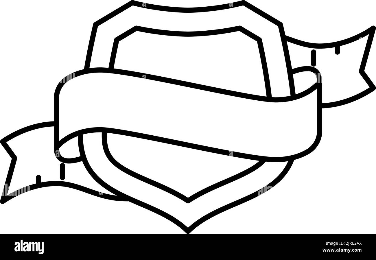 emblem ribbon banner design line icon vector illustration Stock Vector ...