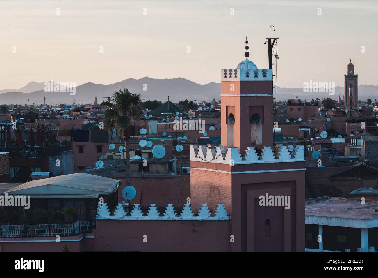 Marrakesh Medina with View on High Atlas Stock Photo - Alamy