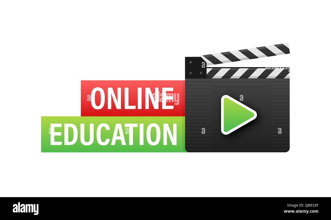 Online education concept banner. Online training courses. Tutorials, e-learning. Vector ...