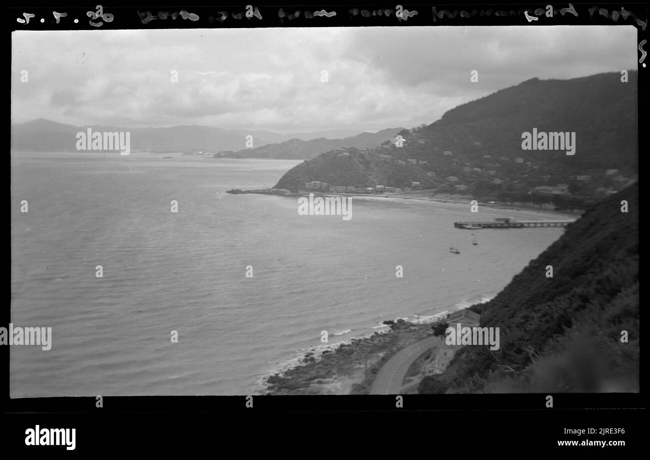 Days Bay from south promentory, looking north, 02 February 1950, by ...