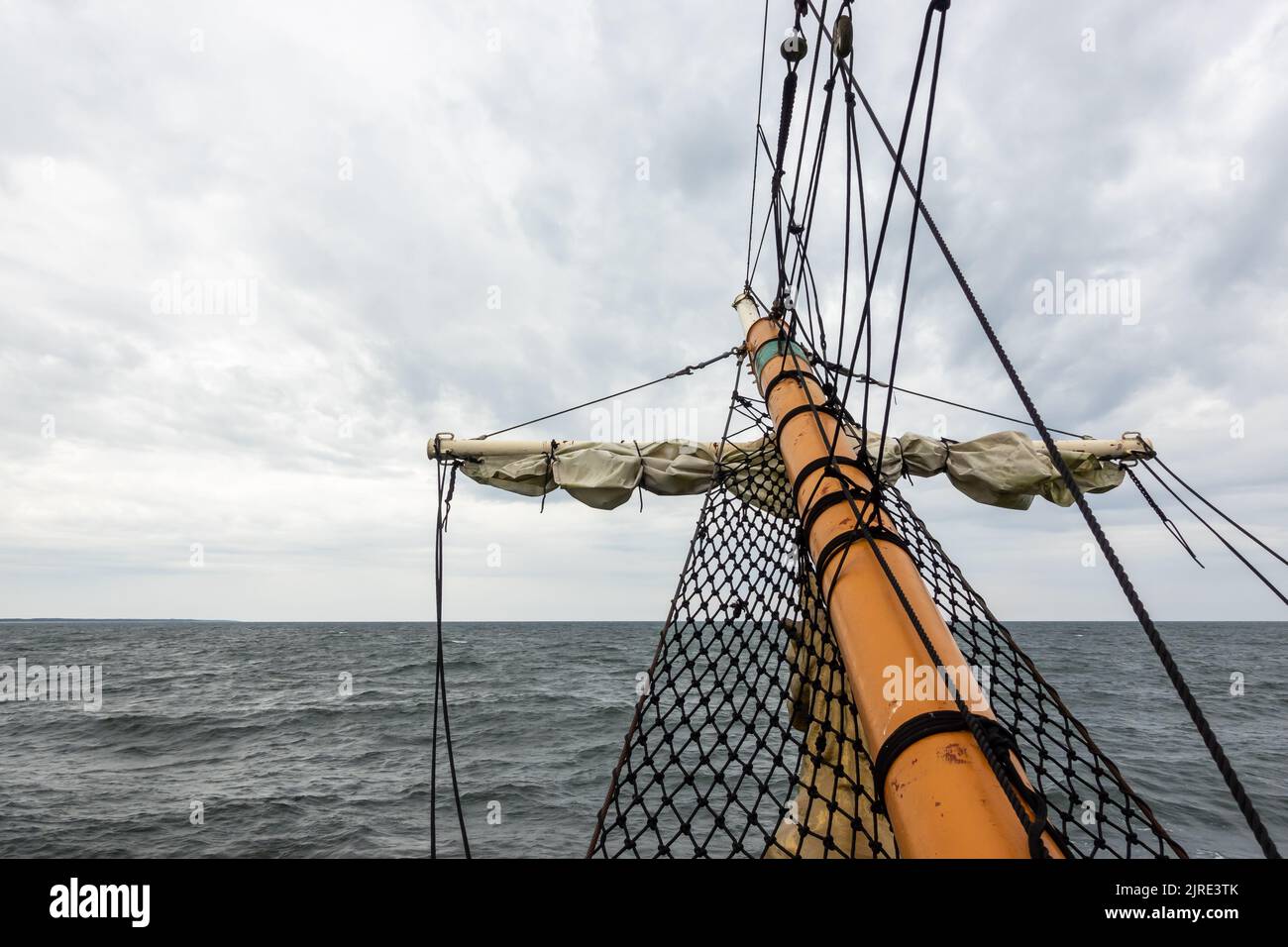 View of the bow of a wooden sailing ship . Photo taken with the sailing ...