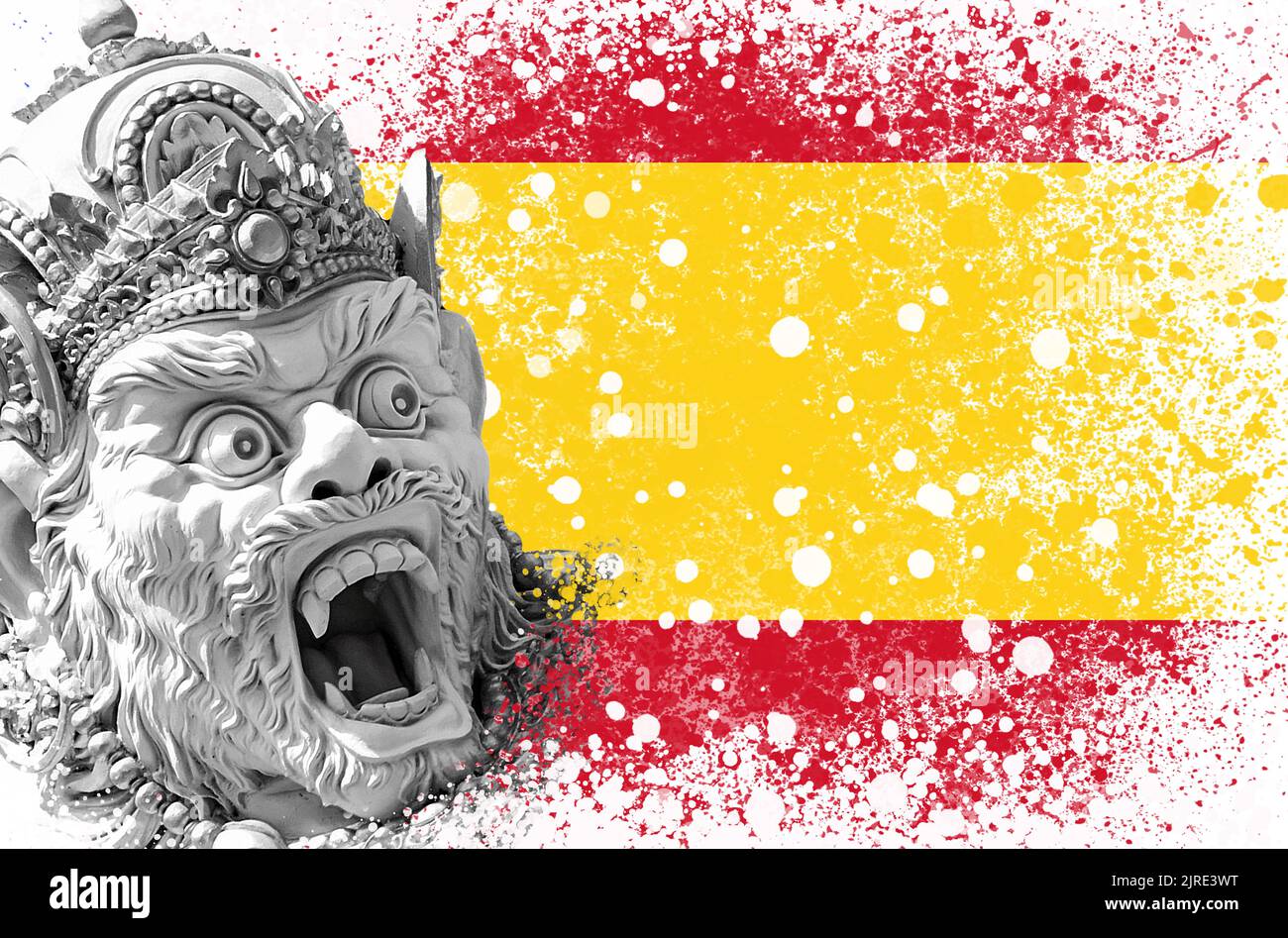 A new outbreak of viral infection at Spain, monkey pox. Head of statue ...