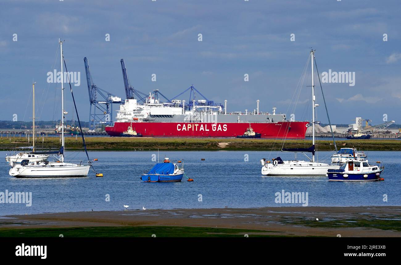 The LNG (liquefied natural gas) ship, ATTALOS, arriving at the Isle of ...