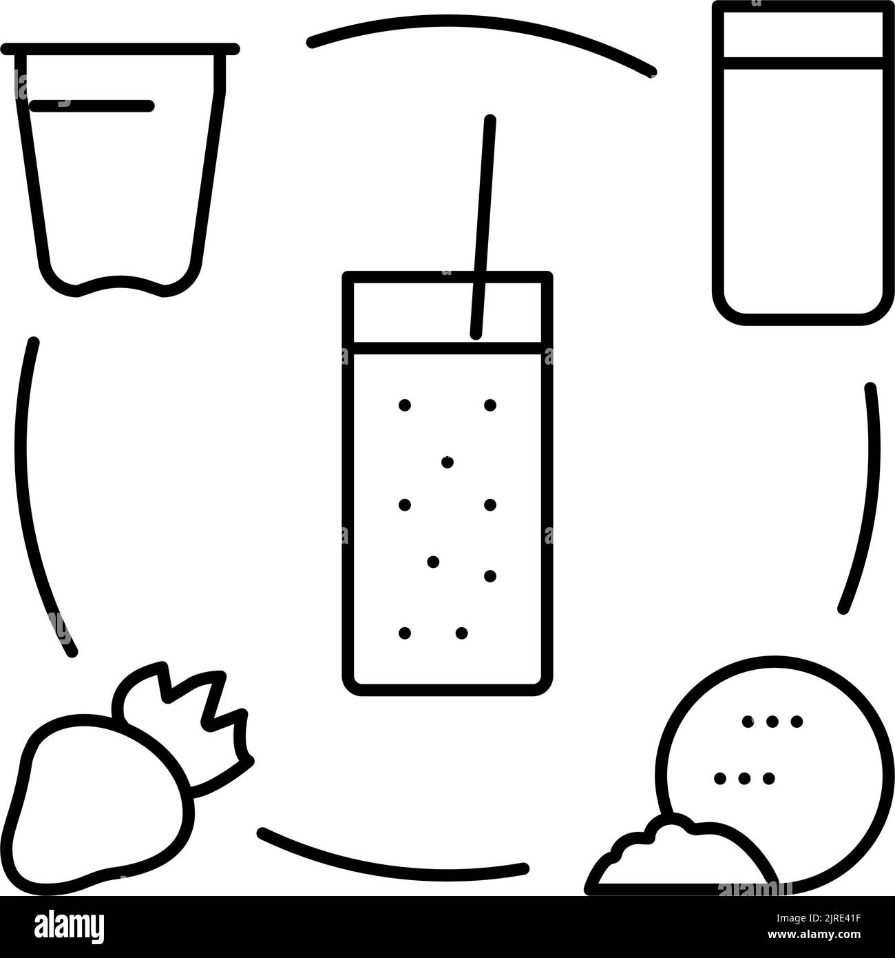 smoothie recipe fruit juice food line icon vector illustration Stock ...