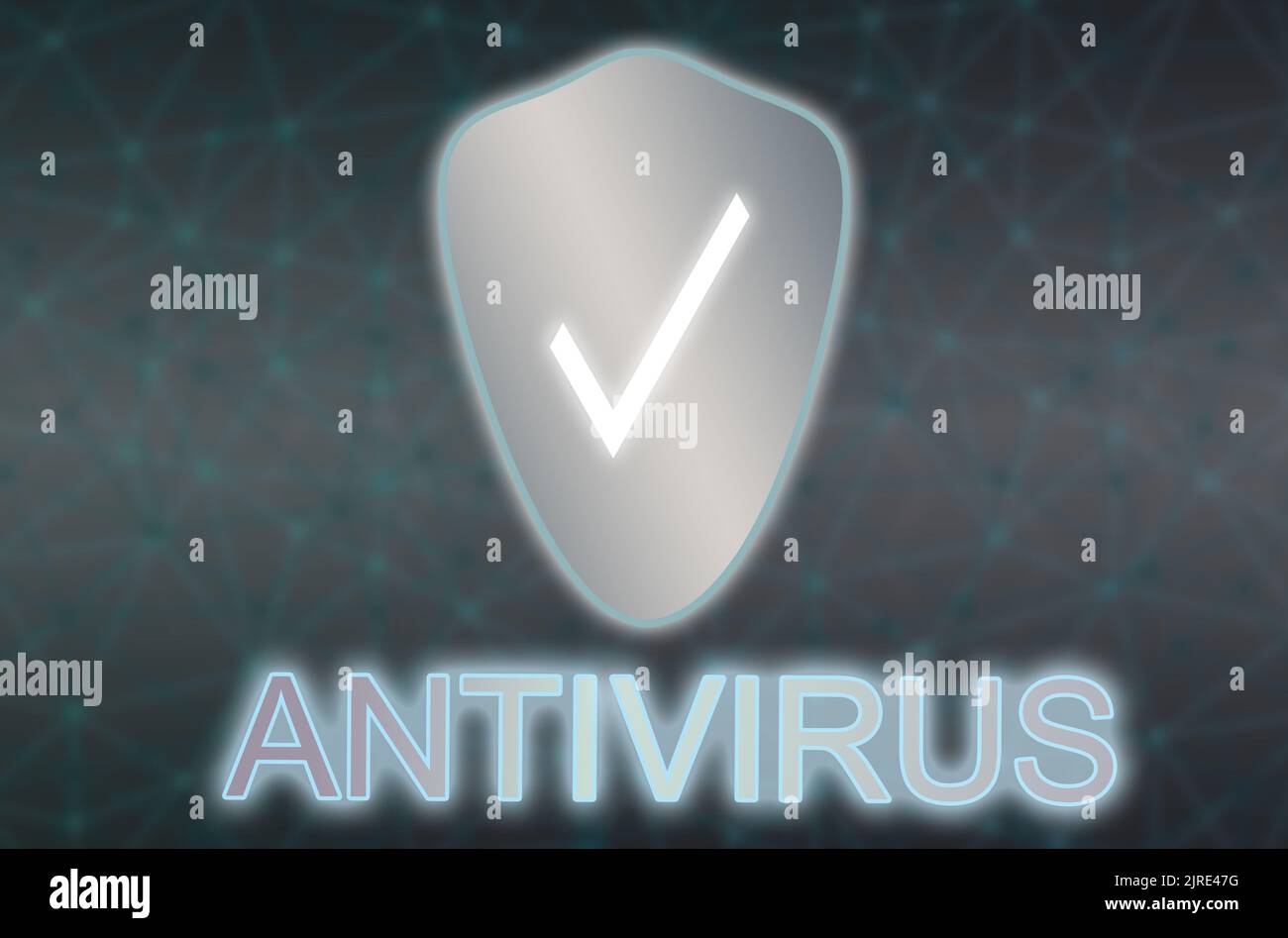 Internet security. Dark background with digital silver shield ...