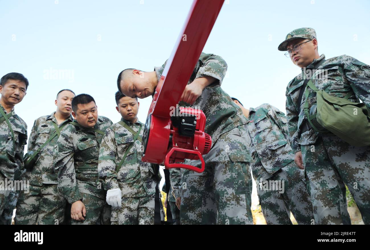 CHONGQING, CHINA - AUGUST 24, 2022 - Militiamen familiarizing ...