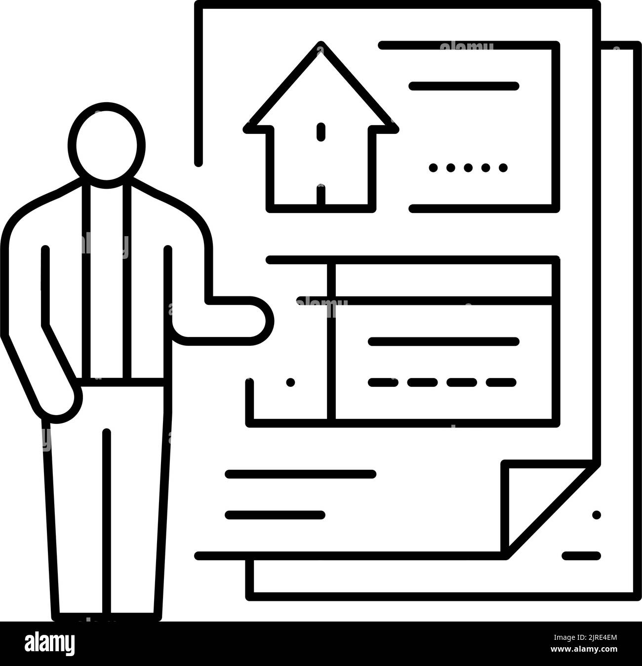 subcontractor bids interior design line icon vector illustration Stock ...