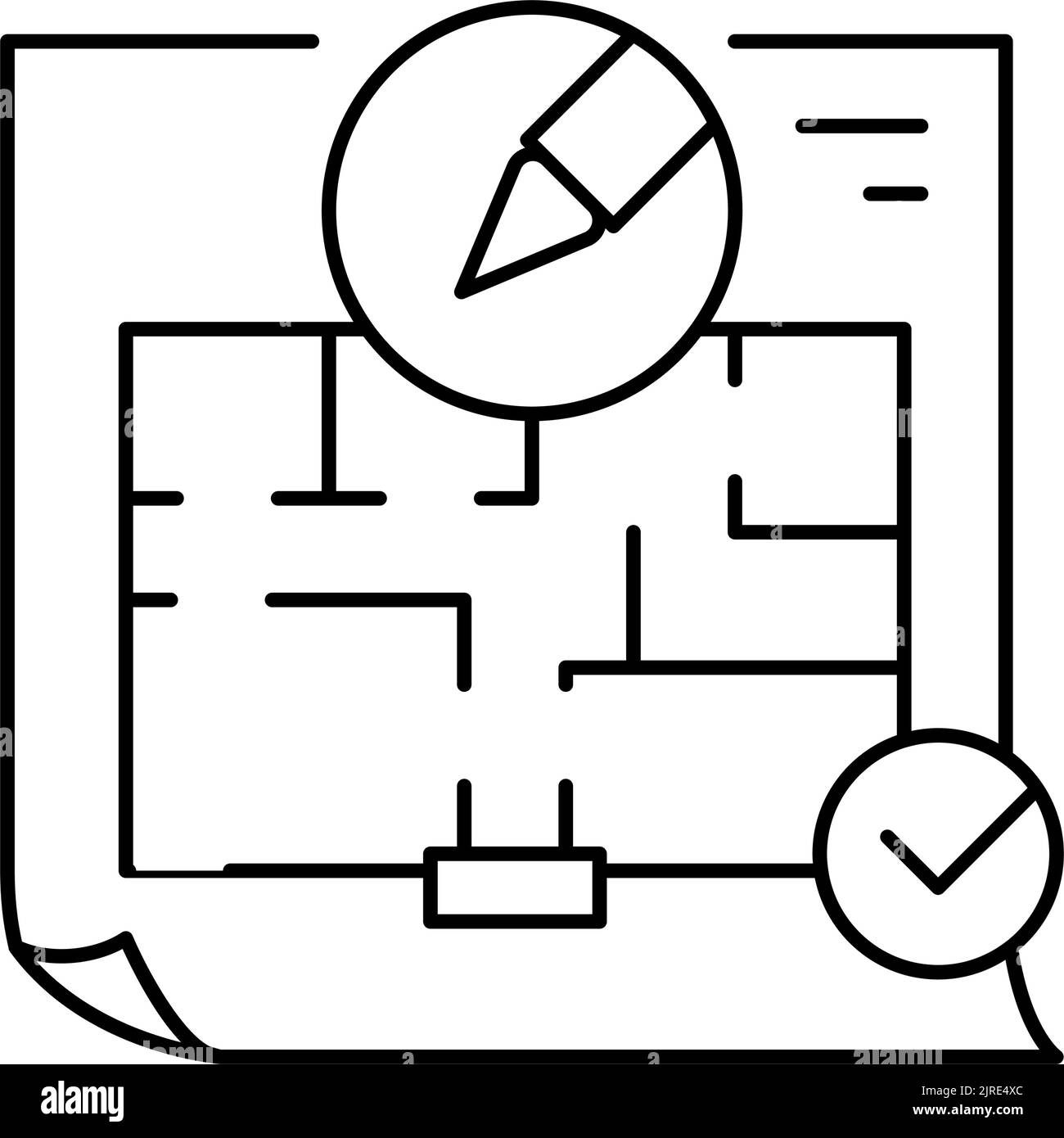 space planning room interior line icon vector illustration Stock Vector ...