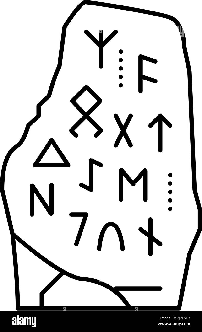 rune stone viking line icon vector illustration Stock Vector Image ...