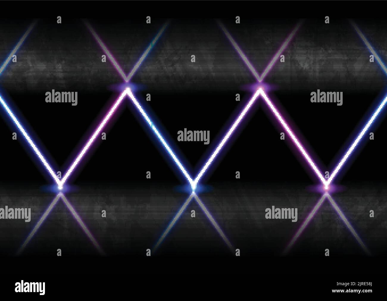 Blue and ultraviolet neon laser glowing rays with reflection, abstract ...
