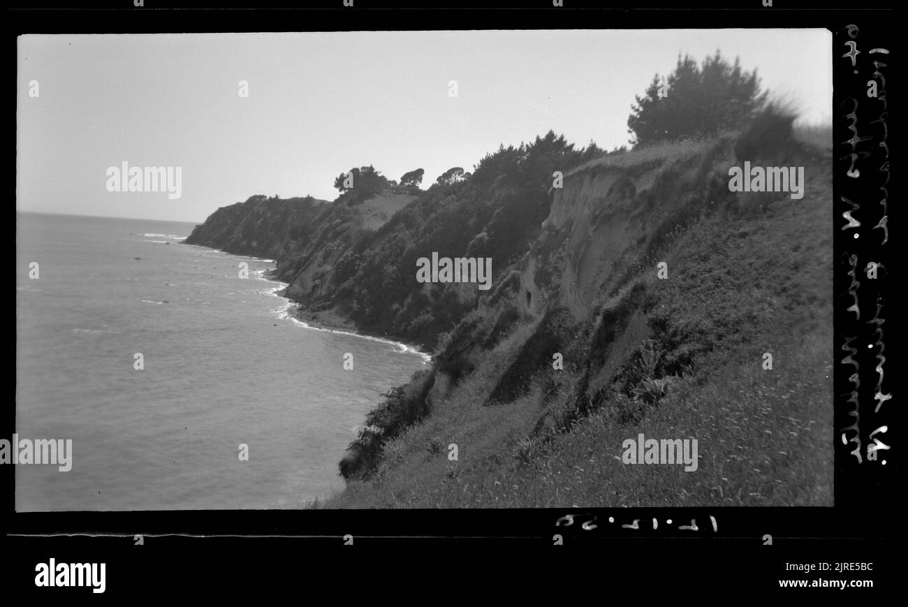 Cliffs, west side Maketu headland - looking north, 12 December 1950, by ...