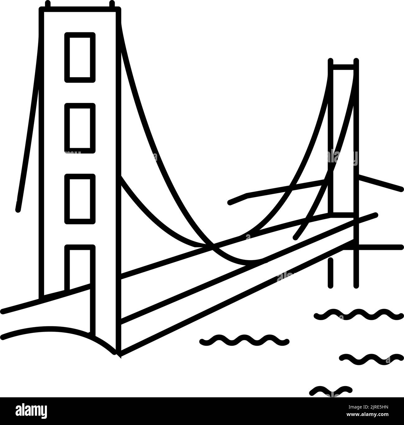 golden gate bridge line icon vector illustration Stock Vector Image ...
